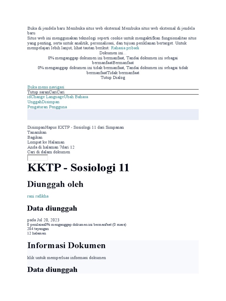 KKTP - Sosiologi 11 - PDF | PDF | Karier & Perkembangan