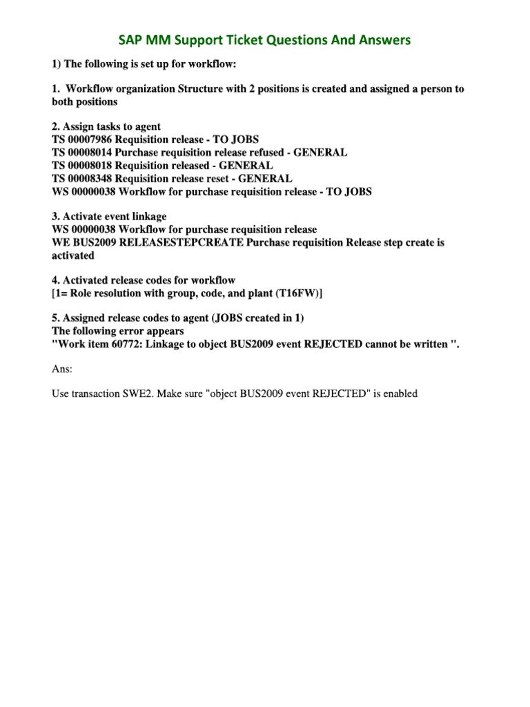 SAP MM Incidents_tickets With Answers | PDF