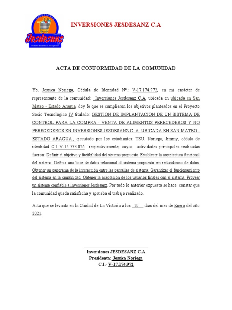 Conformidad Comunidad | PDF
