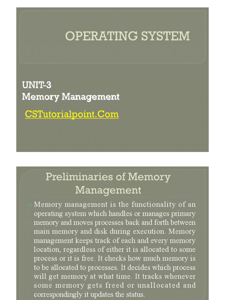 CsTutorialpoint - Operating System Notes Unit 3 | PDF