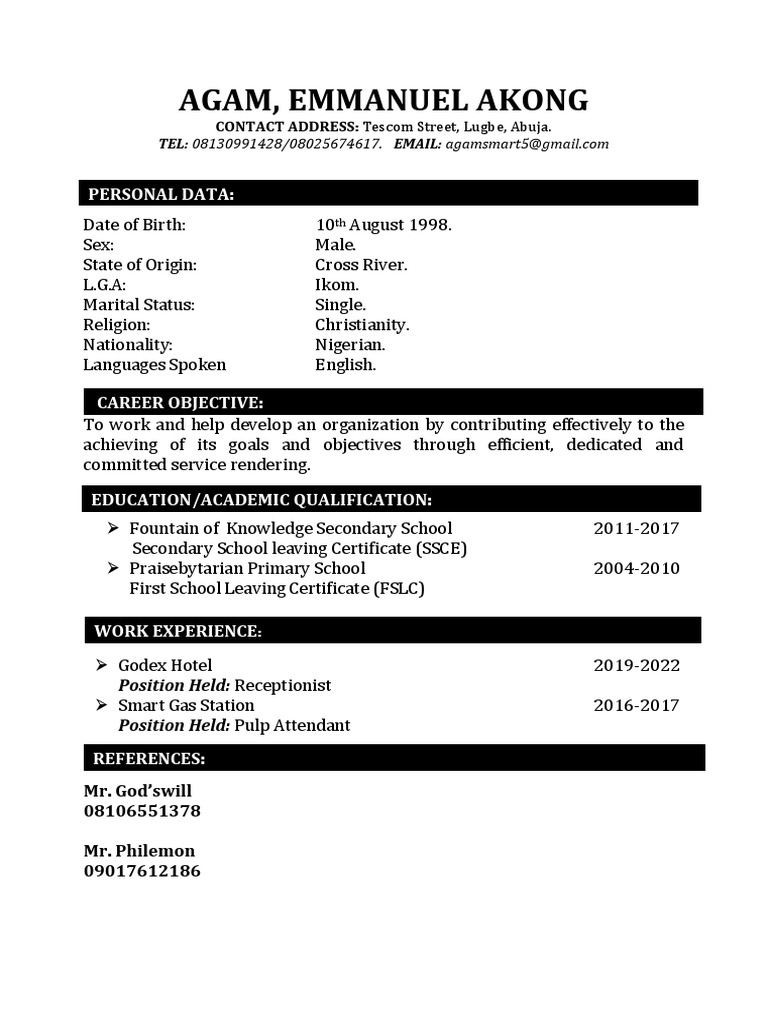 Agam Emmanuel CV | PDF