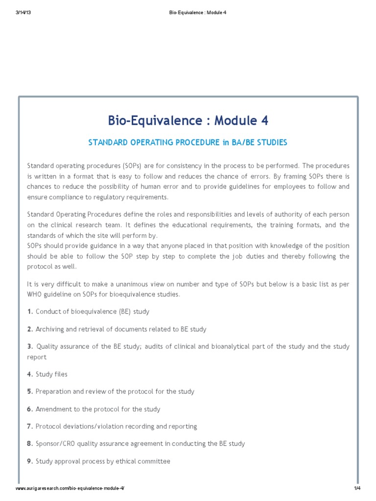 Bio-Equivalence - Module 4 | PDF | Clinical Trial | Health Care