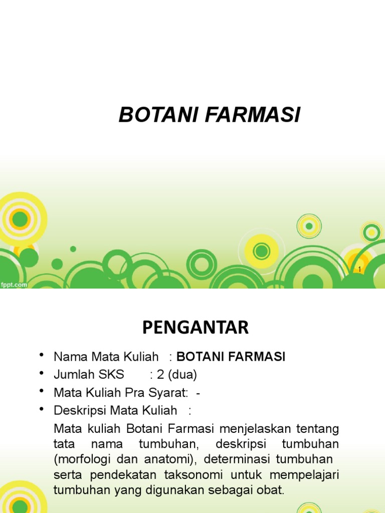 1.pengantar Botani Farmasi | PDF