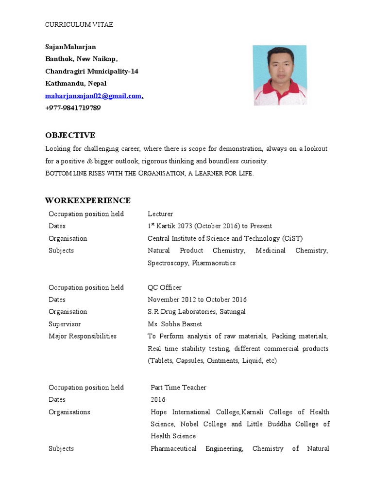 Sajan Maharjan - CV Updated | PDF | Self-Improvement | Wellness