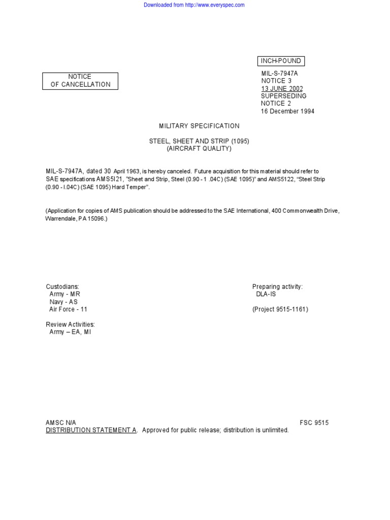 Mil S 7947a - Notice 3 | PDF