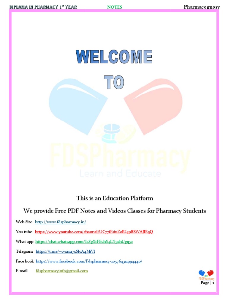 Pharmacognosy Chapter 6 Plants Used As Surgical Dressings Notes | PDF ...