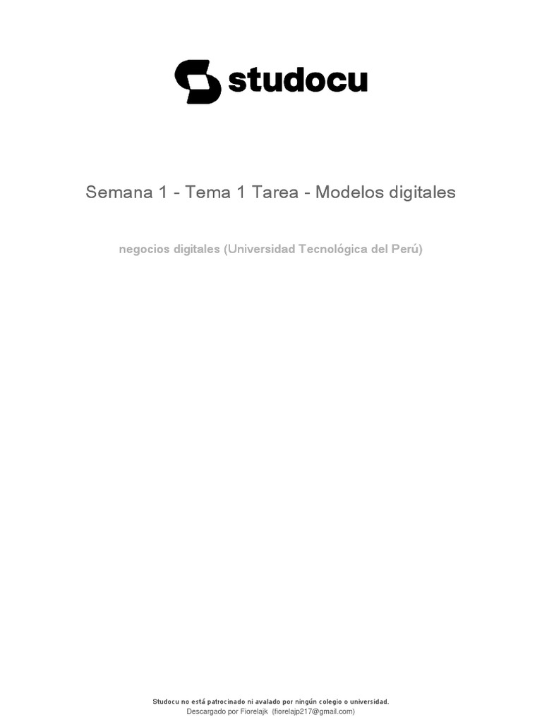 Semana 1 Tema 1 Tarea Modelos Digitales | PDF