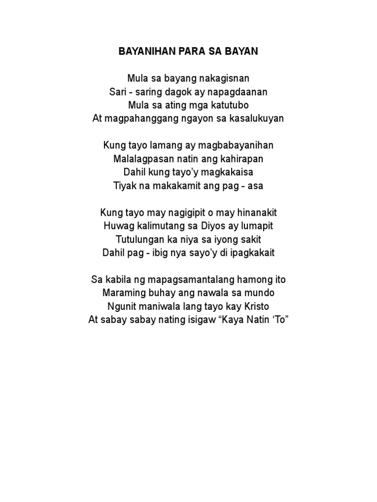 Filipiniana Sabayang Pagbigkas g4 Bayanihan para Sa Bayan | PDF