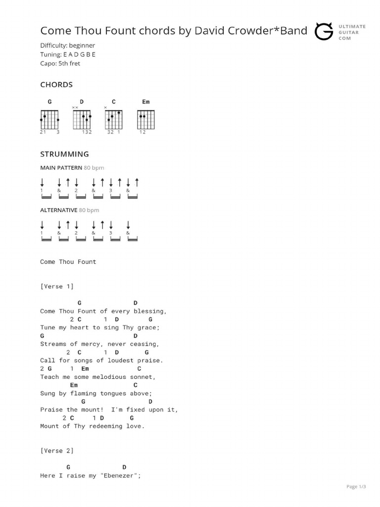 Come Thou Fount Chords | PDF