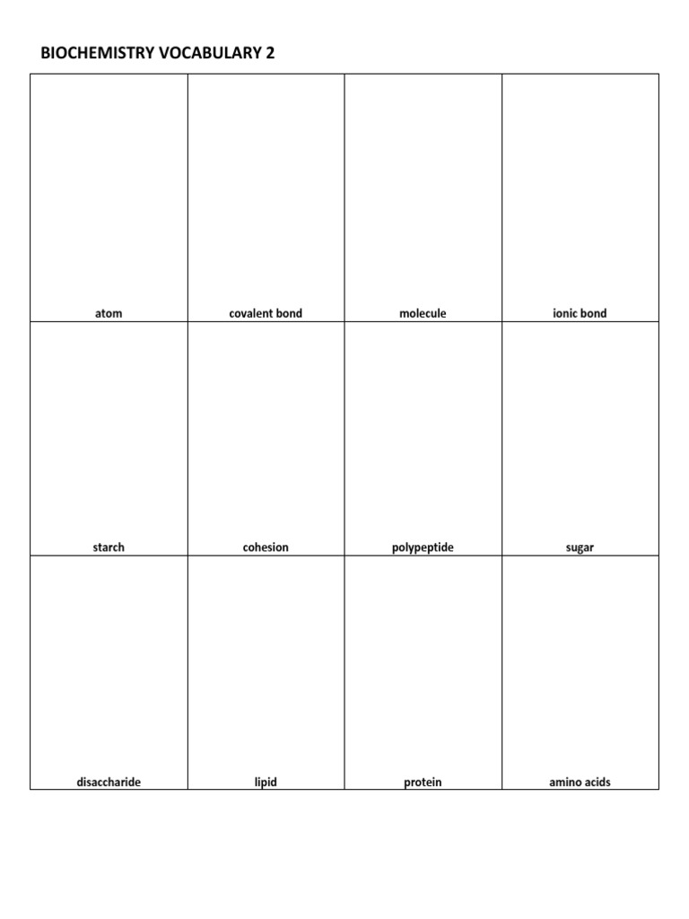 Biochemistry Vocabulary 2 | PDF