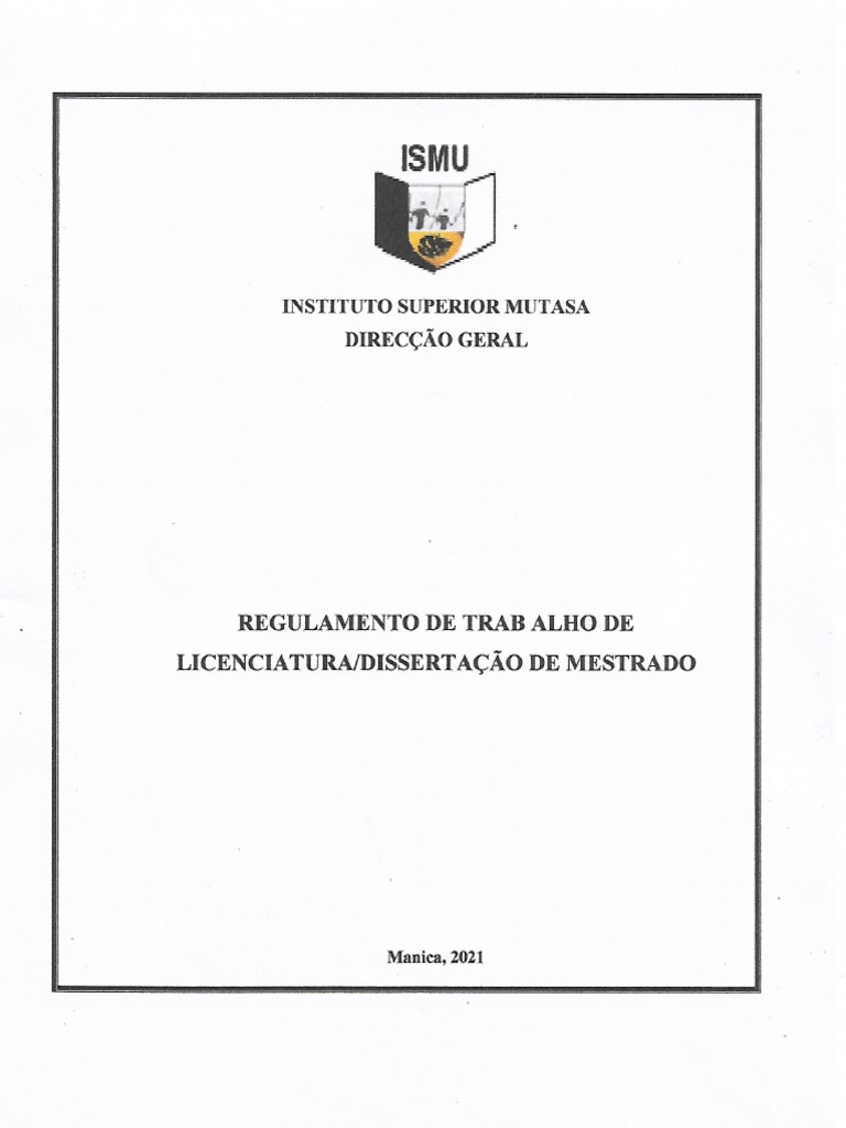 Regulamento de Trabalho de Licenciatura - Dissertacao de Mestrado ISMU ...