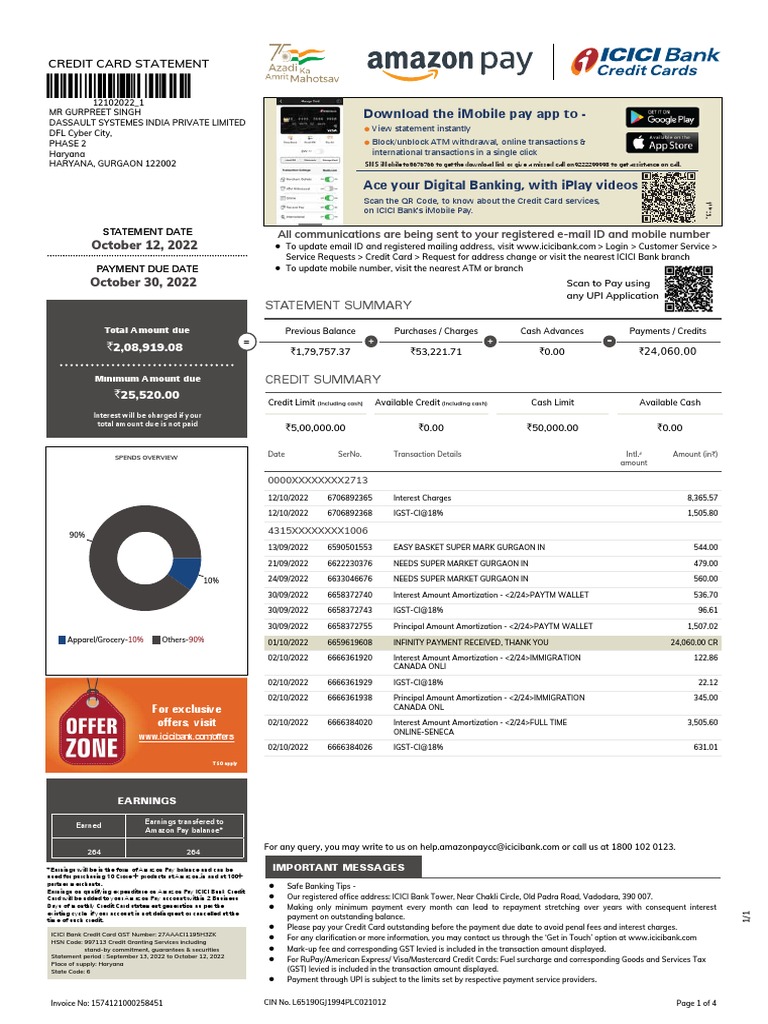 Credit Card Statement | Download Free PDF | Credit Card | Payments