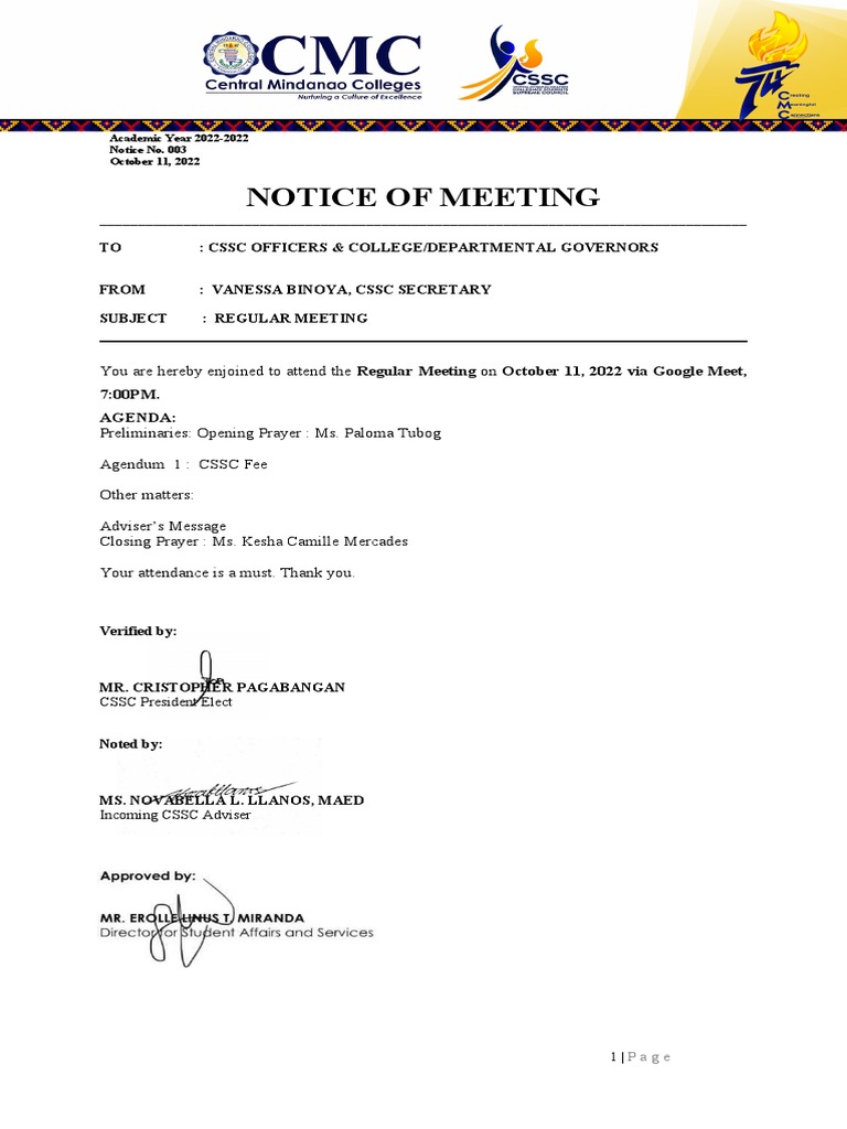 NOTICE-OF-MEETING-TEMPLATE-OCT | PDF