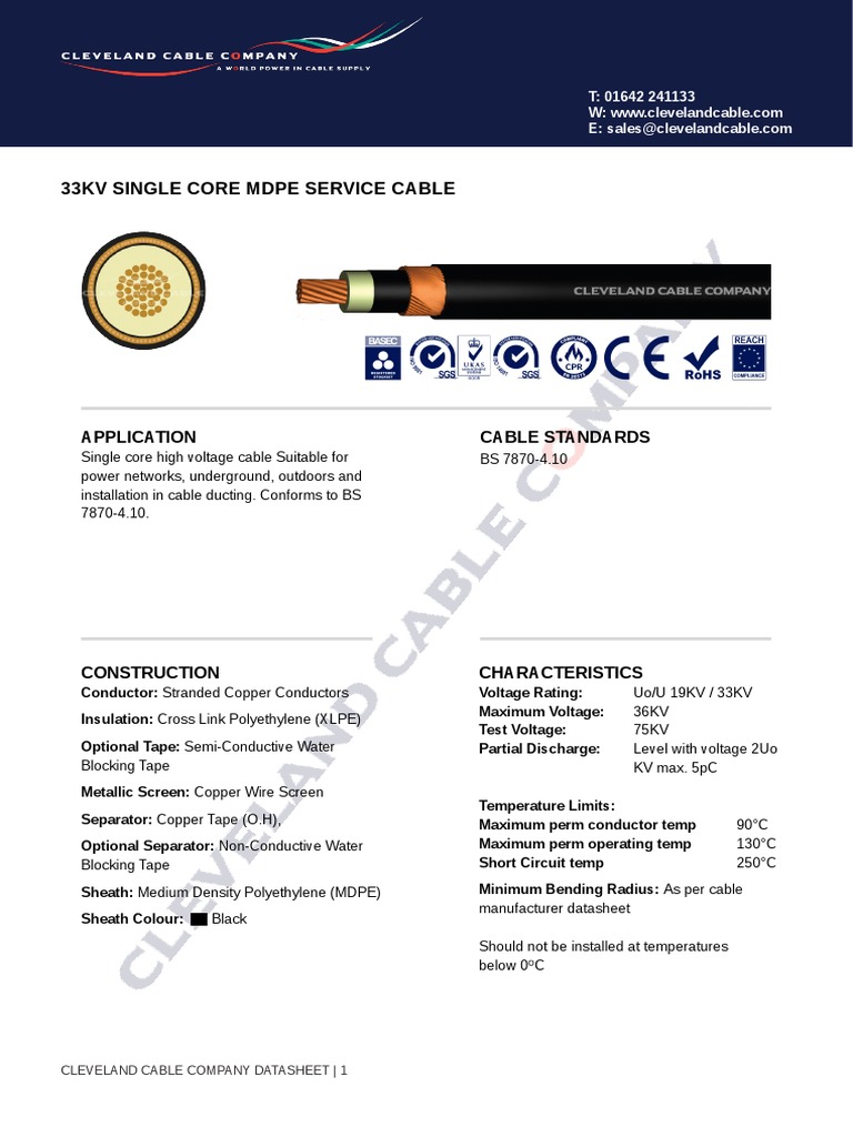 33kV XLPE MDPE Service Cable | PDF
