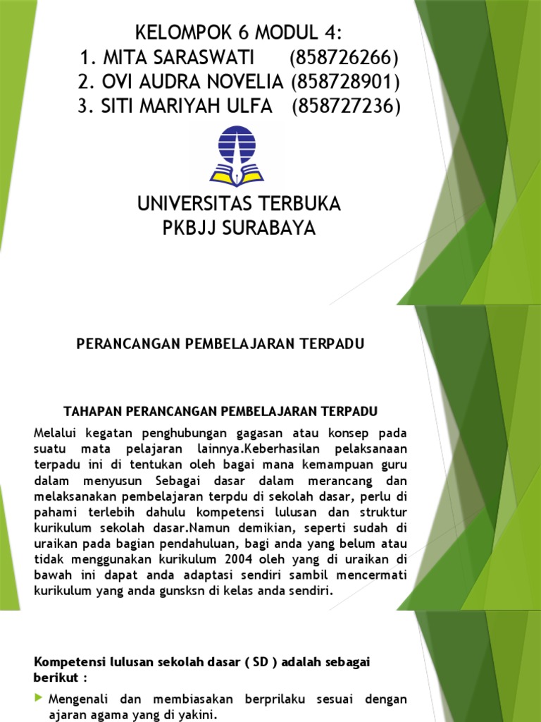 Presentasi Modul 4 Pembelajaran Terpadu | PDF