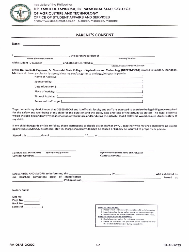 Parents Consent CMO 63 - 041338 | PDF