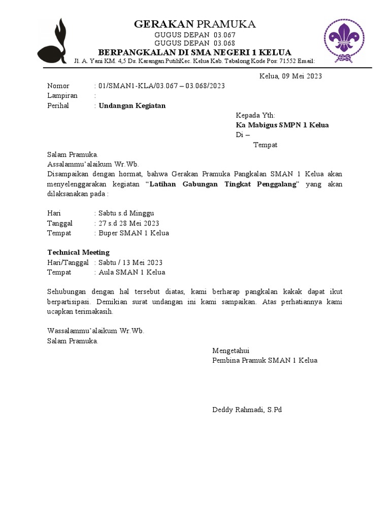 Surat Latihan Gabungan Tingkat Penggalang | PDF