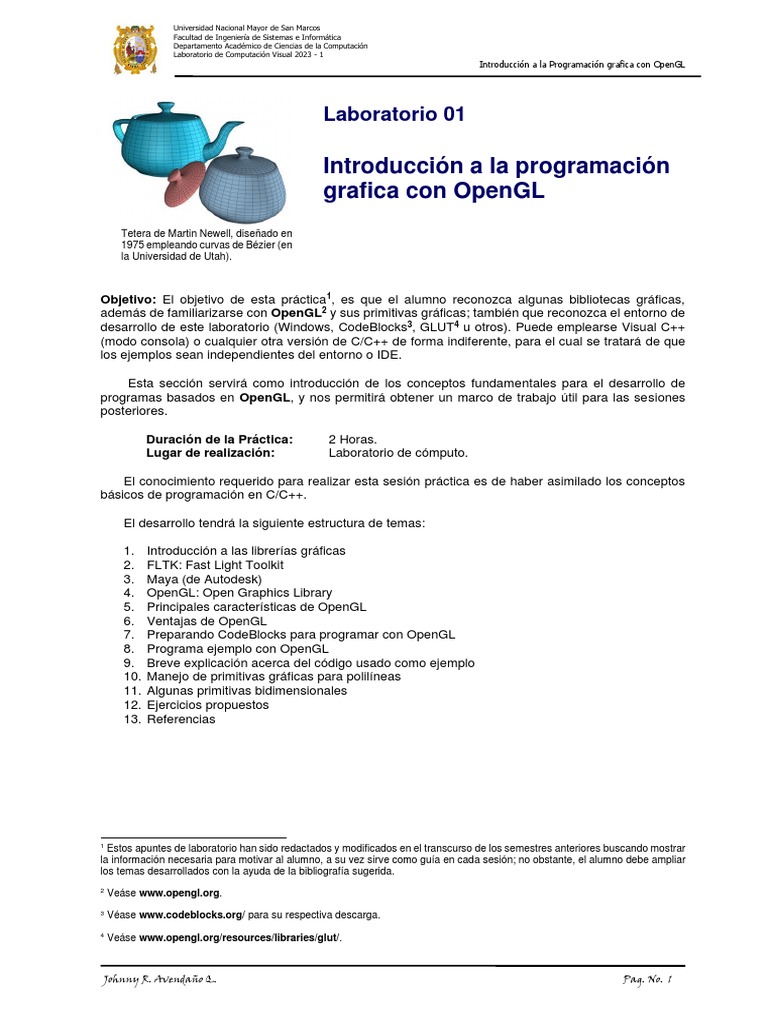 LAB Taller 01 Introducción a la programación gráfica con OpenGL | PDF