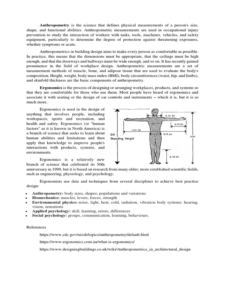 Theory of Architecture 1 - ANTHROPOMETRY AND ERGONOMICS | Download Free PDF | Human Factors And ...
