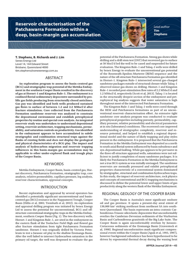 Reservoir Characterisation of The Patchawarra Formation Within A Deep, Basin-Margin Gas ...