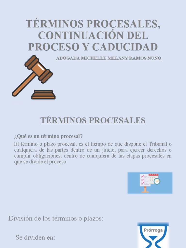TÉRMINOS PROCESALES, CONTINUACIÓN DEL PROCESO Y CADUCIDAD | PDF