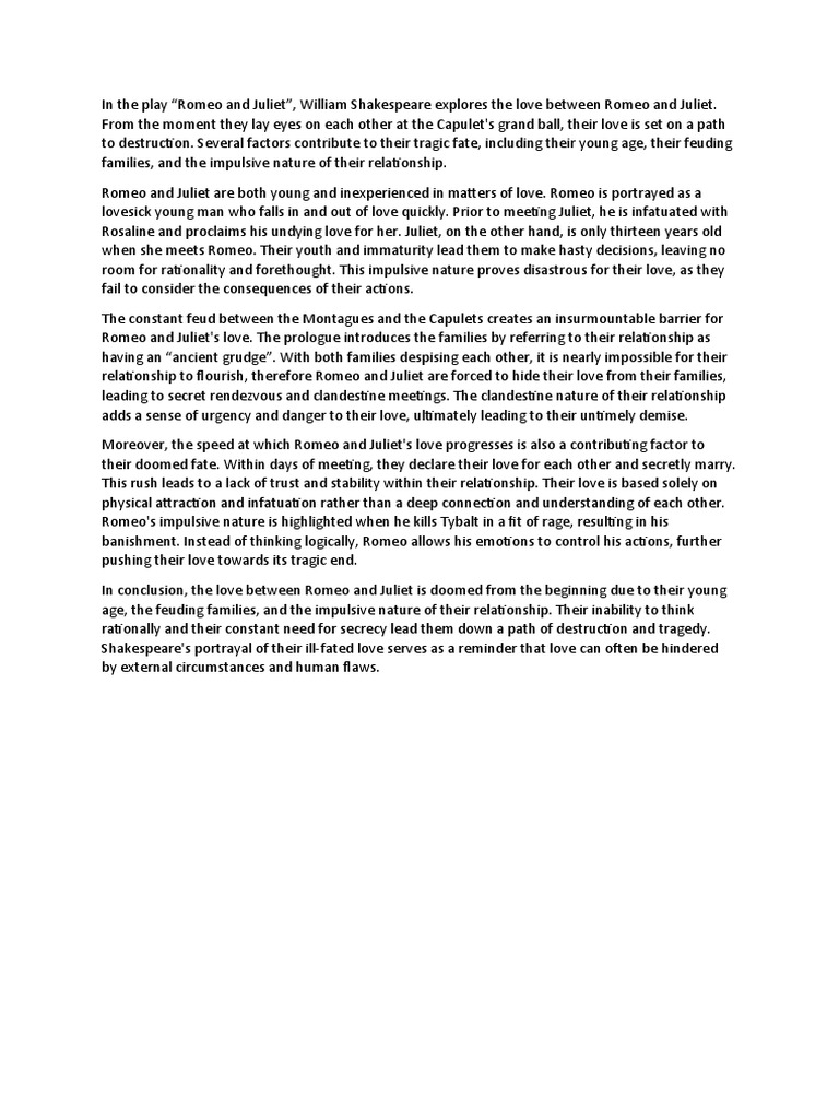 Romeo and Juliet Literary Essay | PDF