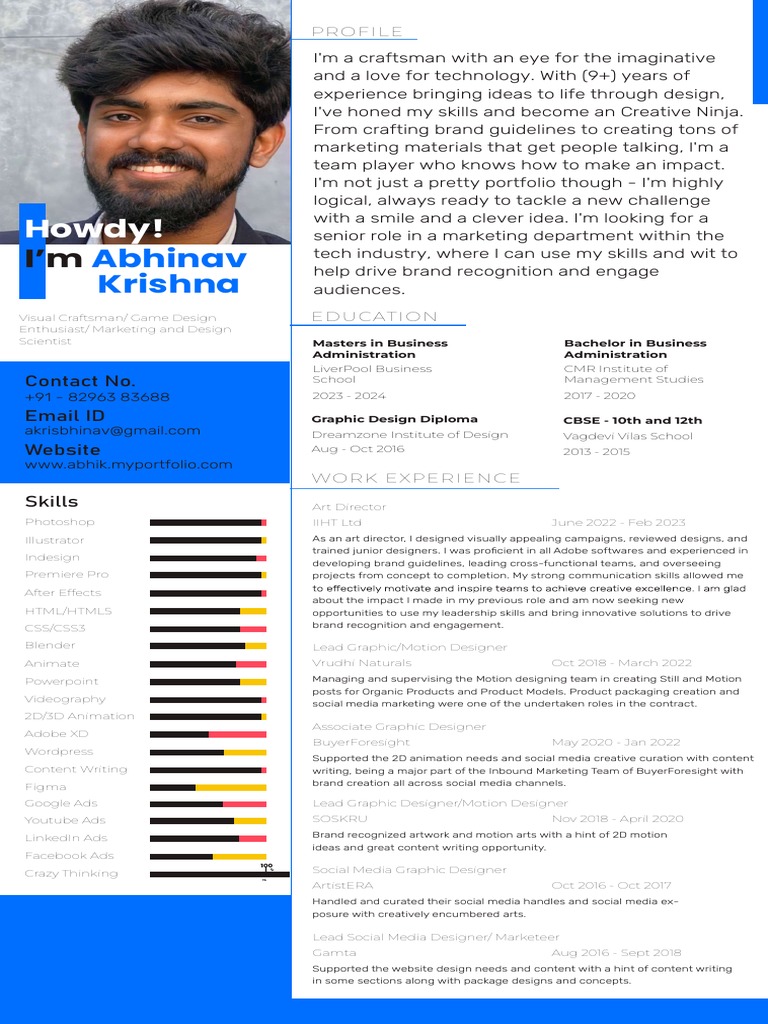 Abhinav Krishna's Resume New | Download Free PDF | Social Media | Popular Culture & Media Studies