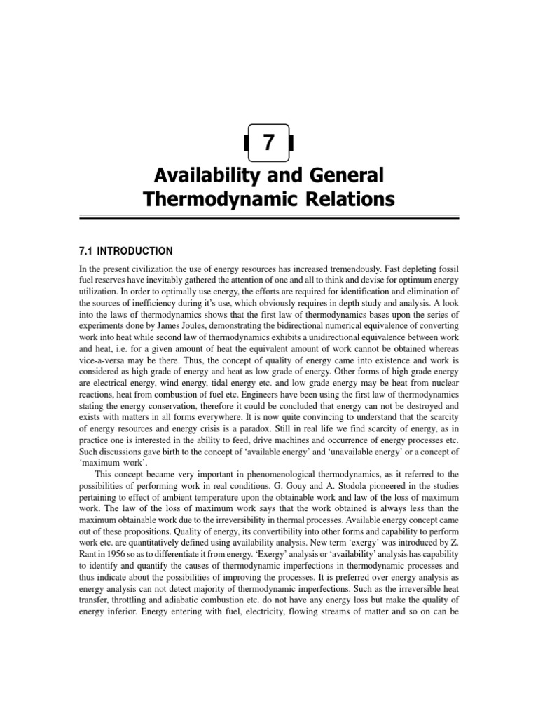 Thermodynamics - Availability and Irreversibility | PDF | Exergy ...