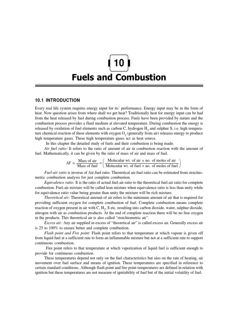 Applied Thermodynamics - Fuels and Combustion | PDF