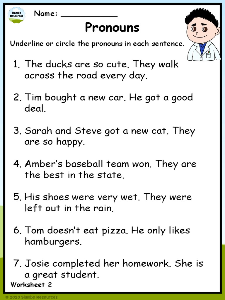 Grade 2 Pronouns Worksheet 2 | PDF