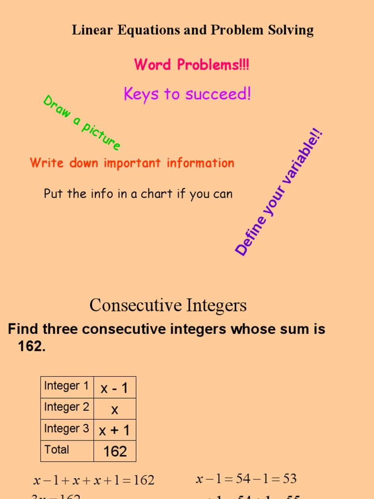 Linear Equations and Problem Solving1 | PDF
