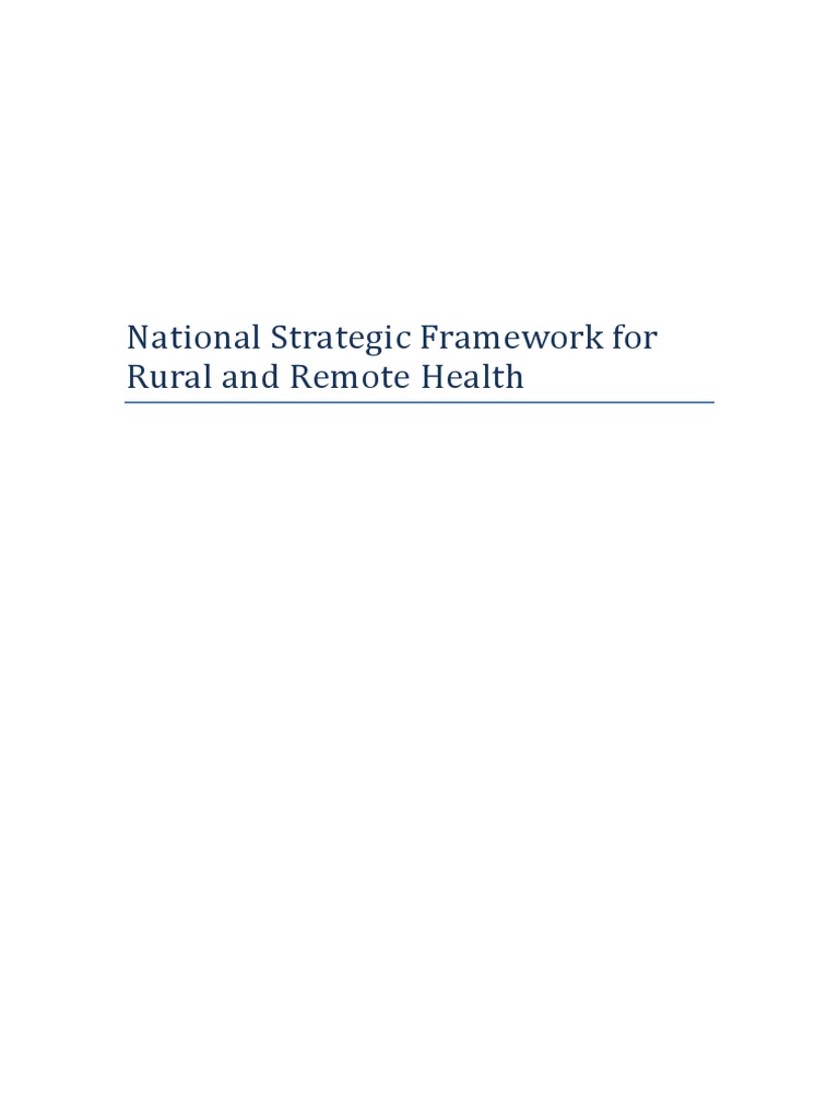 National Strategic Framework For Rural and Remote Health | PDF