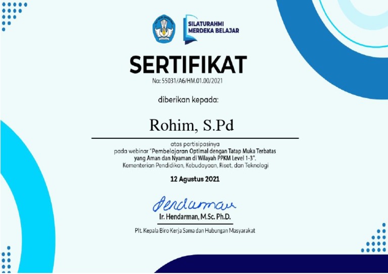 Sertifikat Merdeka Belajar ROHIM | PDF
