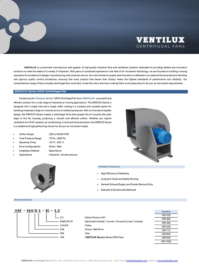 Ventilux Fans | PDF