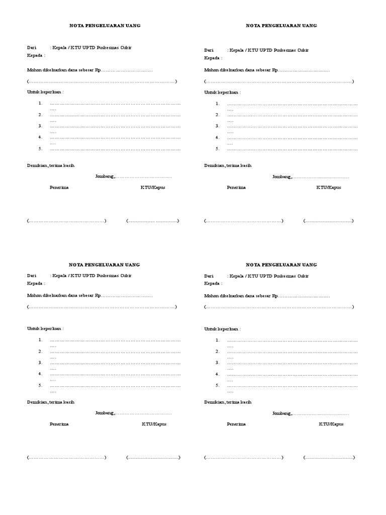 NOTA PENGELUARAN UANG | PDF