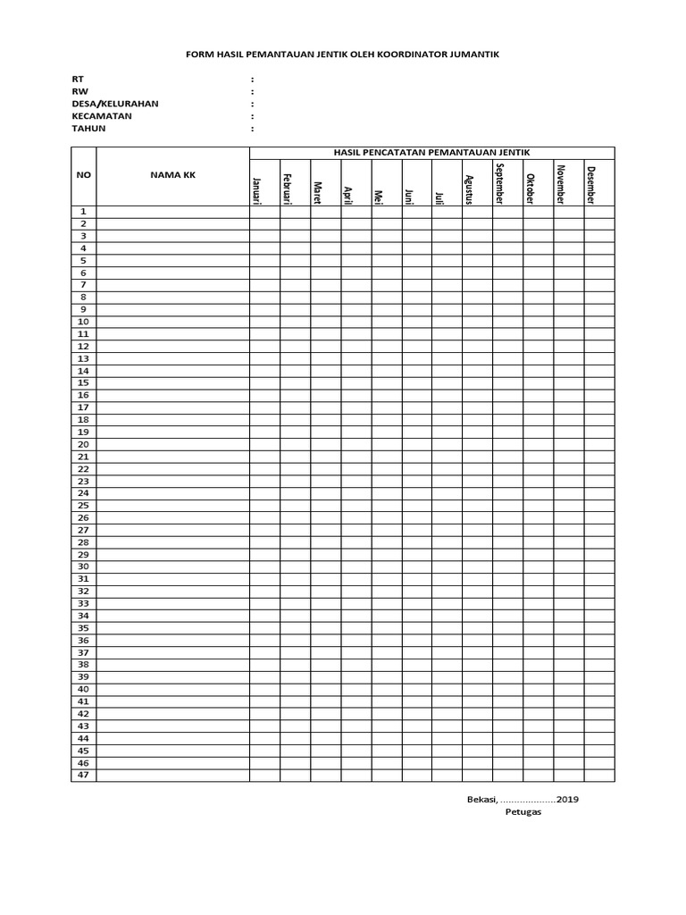 Form Pemantauan Jentik Jumantik | PDF