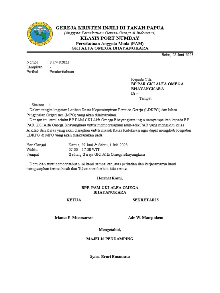 SURAT PEMBERITAHUAN PAM | PDF