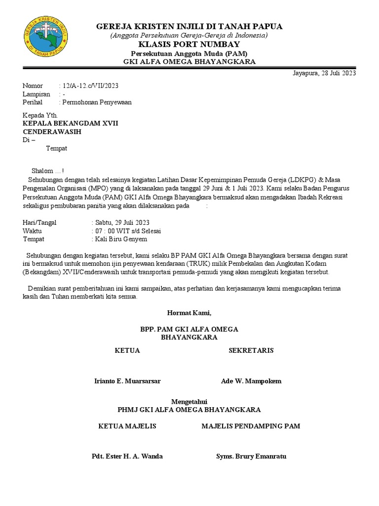 Surat Permohonan Peminjaman | PDF