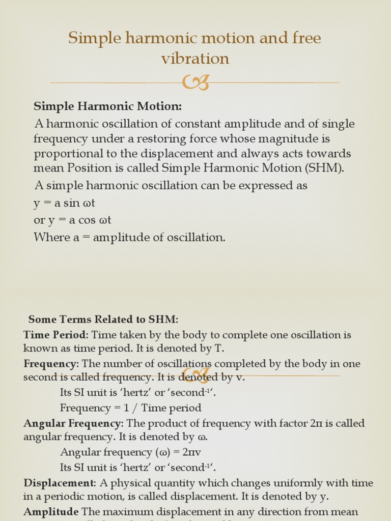 Simple Harmonic Motion and Free Vibration | PDF | Bending | Deformation ...