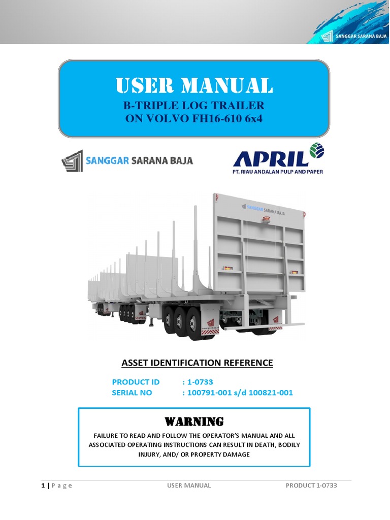 User Manual for B-Triple Log Trailer | PDF | Trailer (Vehicle ...