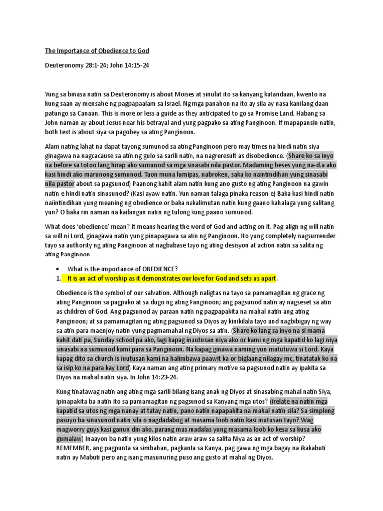 The Importance of Obedience to God | PDF