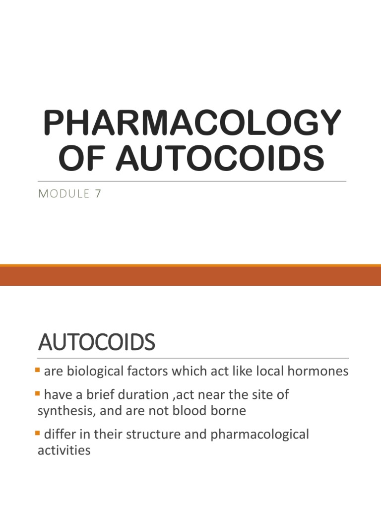Module 7 Pharmacology of Autocoids-1 | PDF | Vasodilation | Angiotensin