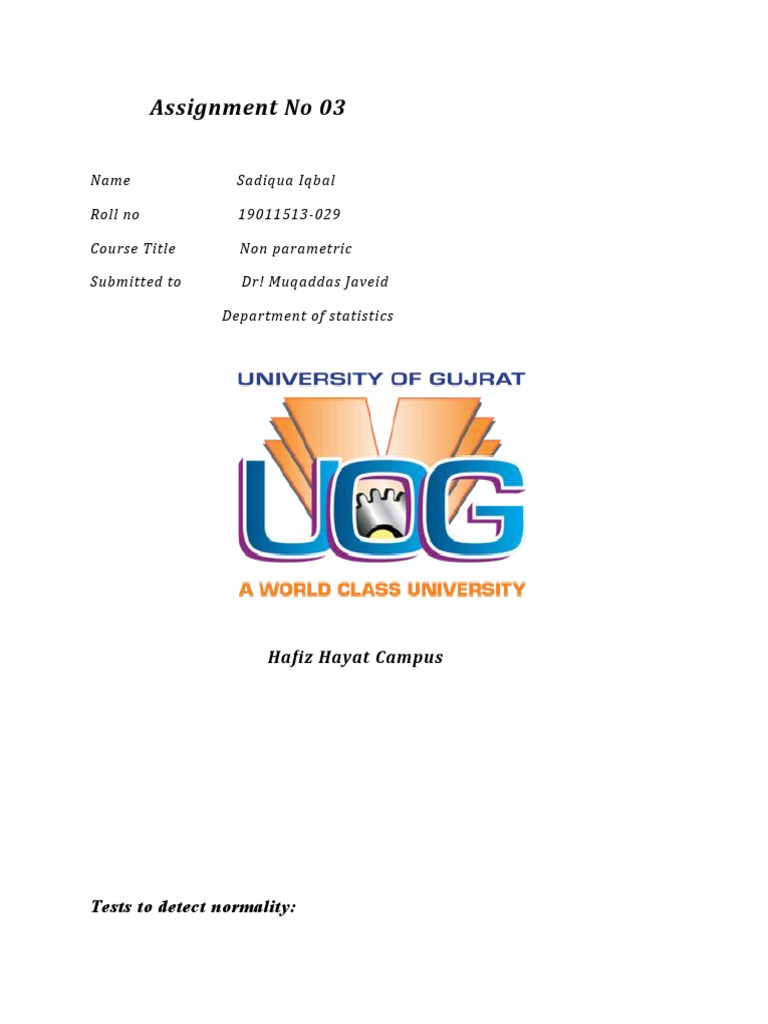 Assignment No 3 (Repaired) | PDF | Normal Distribution | Skewness