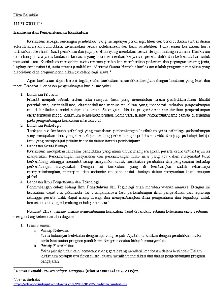 Landasan Dan Pengembangan Kurikulum | PDF