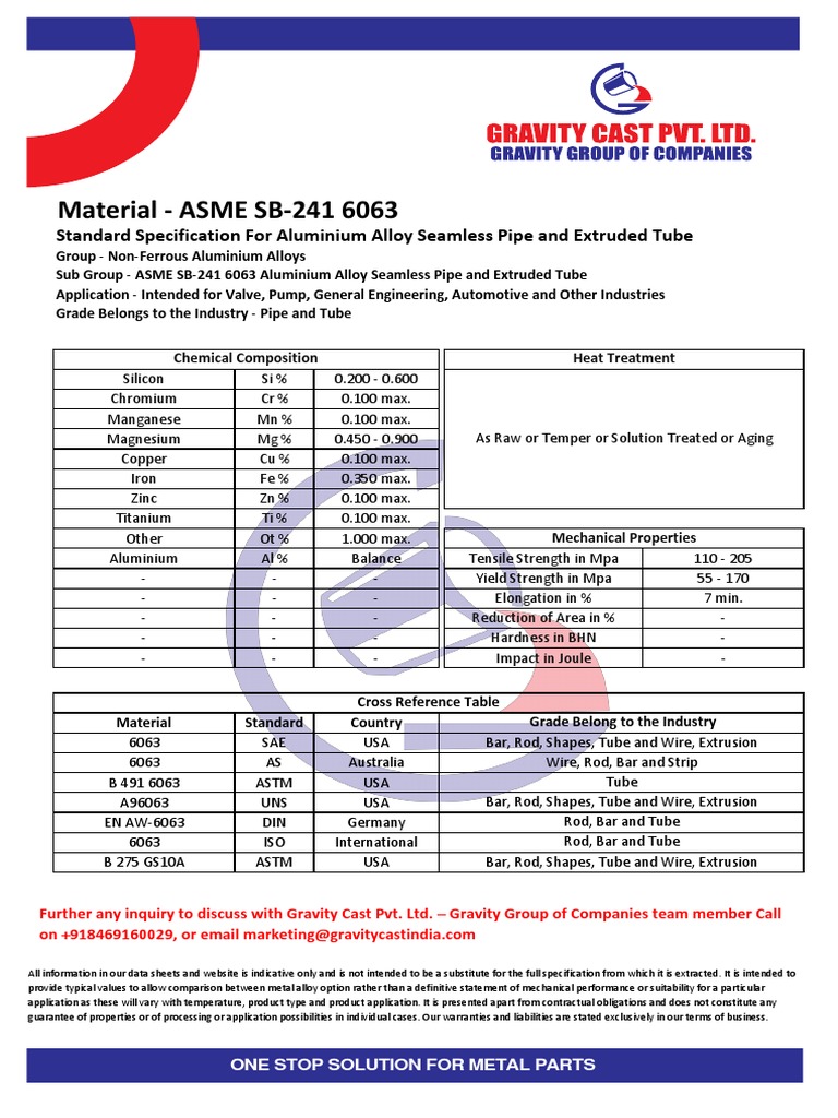 Asme SB-241 6063 | PDF | Technology & Engineering
