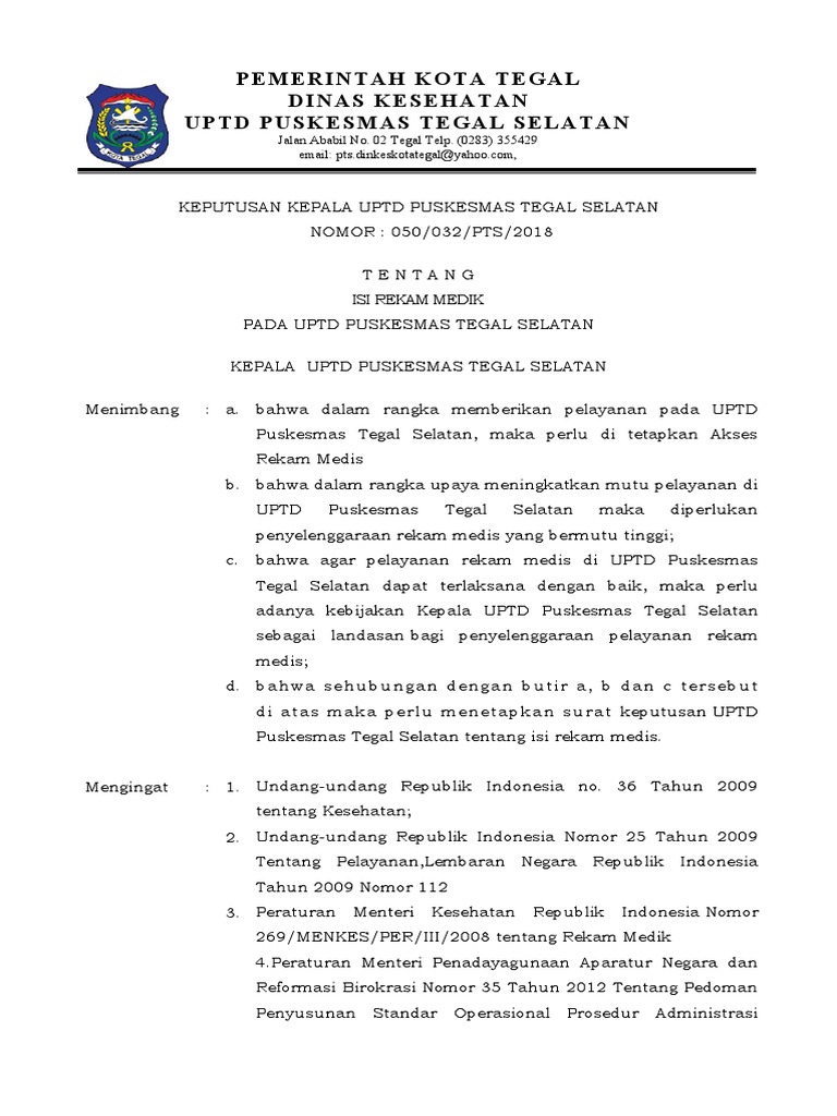 SK Isi Rekam Medik | PDF