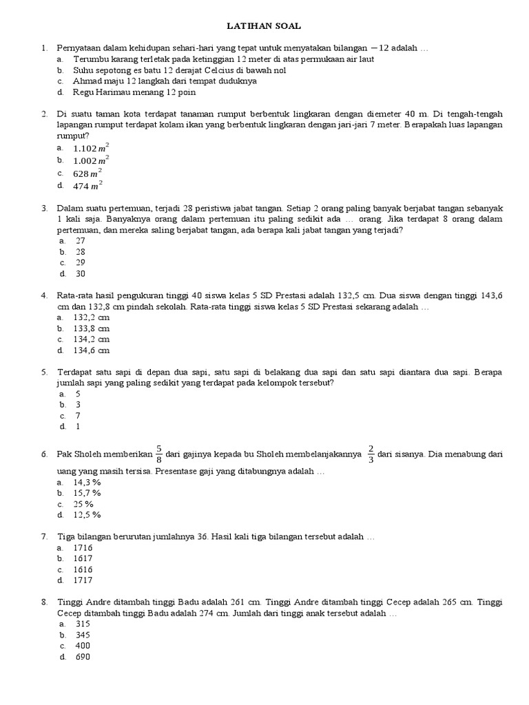 Soal MAT Bejo | PDF | Metode & Bahan Ajar | Griya & Taman