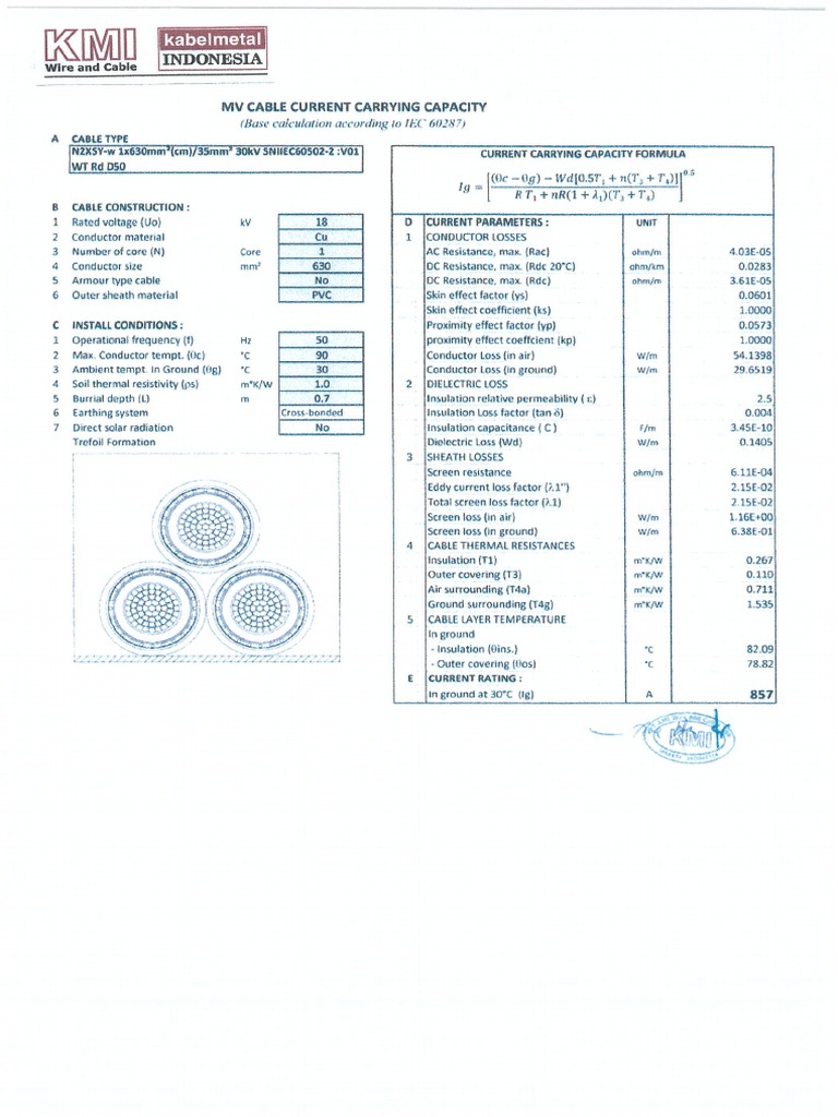 MV Cable Current Carrying Capacity | PDF