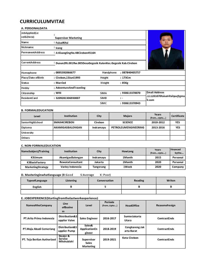 CV Faisal Rifai | PDF