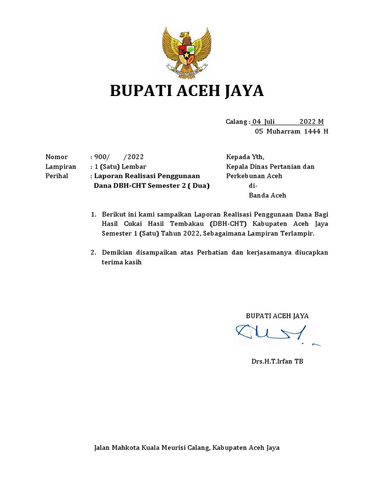 Surat Pengantar Kop Bupati | PDF